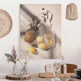Bilderwelten Leinwandbild Kulinarisch Tropisch Kunstdruck beige - Sommerfr&uuml;chte - Obst XXL Wohnzimmer Schlafzimmer