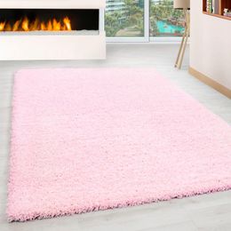 Hochflor-Teppich, B:60cm H:30mm L:110cm, pink, Ayyildiz Teppiche, Kunstfaser, Teppiche, "Life Shaggy 1500", Langflor, uni, gro&szlig;e Farbauswahl, robust,