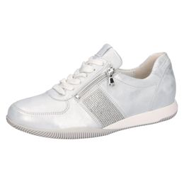 Waldläufer WALDLÄUFER Damen Sneaker "H-PAMELA", Gr. 3,5, silber, Nappaleder, Veloursleder, metallic, Schuhe, Bequemschuh, Halbschuh, Schnürer in Komfortweite H