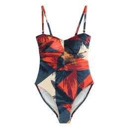 next Badeanzug Damen Größe L creme / navy / dunkelorange
