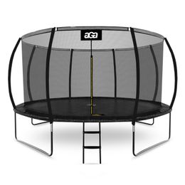 Aga SPORT EXCLUSIVE Trampolin, Kindertrampolin, Gartentrampolin mit Sicherheitsnetz 366 cm Schwarz + Schutznetz + Leiter