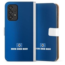 DeinDesign Galaxy A33 5G Handy Klapph&uuml;lle Handyh&uuml;lle aus Kunst Leder wei&szlig; Flip Case Hsv Logo Official Licensed Product Sideflip mit Lasche