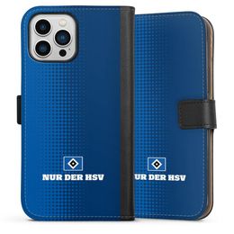 DeinDesign iPhone 13 Pro Max Handy Klapph&uuml;lle Handyh&uuml;lle aus Kunst Leder schwarz Flip Case Hsv Logo Official Licensed Product Sideflip mit langer Lasche