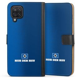 DeinDesign Galaxy A12 Handy Klapph&uuml;lle Handyh&uuml;lle aus Kunst Leder schwarz Flip Case Hsv Logo Official Licensed Product Sideflip mit langer Lasche