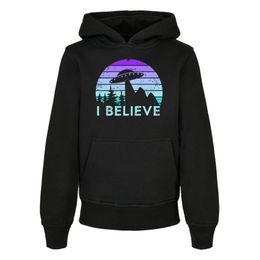 F4NT4STIC Hoodie I BELIEVE UFO Alien Spacecraft Retro in schwarz | Gr.: 158/164