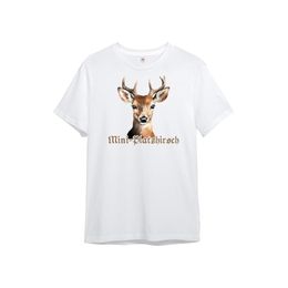 PAULGOS Kinder T-Shirt, Mini Platzhirsch (gro&szlig;) in Weiss | Gr.: 128