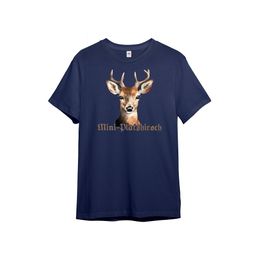 PAULGOS Kinder T-Shirt, Mini Platzhirsch (gro&szlig;) in Navi-Blau | Gr.: 140
