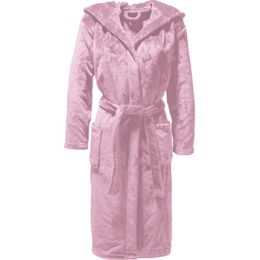 REDBEST Fleece Unisex-Bademantel mit Kapuze Perris in mauve | Gr.: L