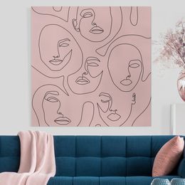 Bilderwelten Leinwandbild Portrait modern Kunstdruck rosa - Line Art - Beauty Portraits in Blush Rose - Wandbild XXL Wohnzimmer Schlafzimmer