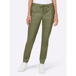 Heine Damen Lederimitathose, Gr&uuml;n, Gr. 38, Lederhosen, Material: Polyester
