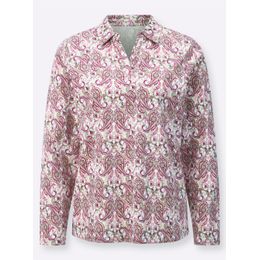 WITT Damen Langarm-Poloshirt in Single-Jersey-Qualit&auml;t, sesam-ros&eacute;-bedruckt, Gr&ouml;&szlig;e 38