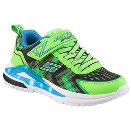 Sneaker Skechers "TRI-NAMICS", Kinder, Gr. 29, schwarz (limette, schwarz), Lederimitat, Textil, kontrastfarbene Details, Schuhe, Klettschuh mit Gummizug, Größenschablone zum Download