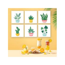 ARTNANAS Mini Malen nach Zahlen 6er Set-"Kaktusliebe" | Gr.: 15x15-CM 6er Set ohne Rahmen
