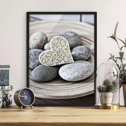 Bilderwelten Bild mit Rahmen Carpe Diem Herz mit Steinen