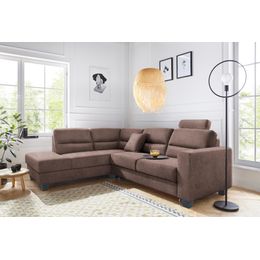 Ecksofa Trendmanufaktur, B:245cm H:85cm T:203cm, braun, Wohnzimmer, Sofas, "Chamber, zeitlos & elegant, bequem, L-Form", inklusive einer Kopfstütze,