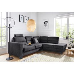 Ecksofa Trendmanufaktur, B:245cm H:85cm T:203cm, schwarz, Wohnzimmer, Sofas, "Chamber, zeitlos & elegant, bequem, L-Form", inklusive einer