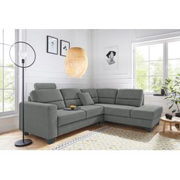 Ecksofa Trendmanufaktur, B:245cm H:85cm T:203cm, grau, Wohnzimmer, Sofas, "Chamber, zeitlos & elegant, bequem, L-Form", inklusive einer Kopfstütze,