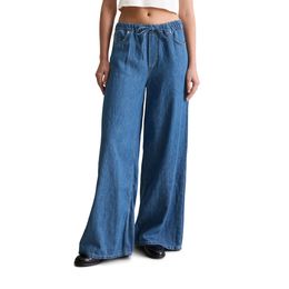 Marc O'Polo Damen Weite Jeans, blau, Gr. 27, MARC O'POLO DENIM, Denim/Jeans, Obermaterial: 47% Baumwolle, 33% Lyocell, 20% Leinen, Jeans, High Waist, elastischen
