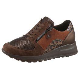 Waldl&auml;ufer WALDL&Auml;UFER Damen Keilsneaker "HIROKO-Soft", Gr. 6,5, braun, Lackleder, Nappaleder, Nubukleder, Textil, Veloursleder, Schuhe, Schn&uuml;rschuh,