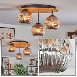 hofstein Ripoll Deckenleuchte Glas 15 cm Naturfarben, Schwarz, 3-flammig