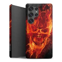 DeinDesign Galaxy S25 Ultra Handy Premium Case Smartphone Handyh&uuml;lle Schutzh&uuml;lle matt Totenkopf Skull Fire Premium Case