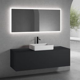 neoro n50 Unterschrank B: 160 cm mit 1 Auszug, Waschtisch B: 58 cm wei&szlig; matt, mit n30 Spiegel,, BN0065WM+BN0495BM+BN0405BM+BN0007MI,