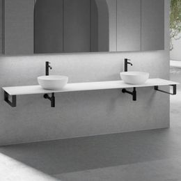 neoro n50 Slim-Konsolenplatte B: 240 cm mit 2 Waschtischen &Oslash; 40 cm wei&szlig; matt,, 2#BN0064WM+BN0407WM+BN0509WM+2#BN000005+3#BN000002,