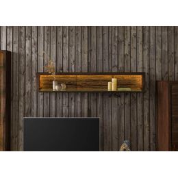 WOLF MÖBEL Wandregal Akazie 145x30x27 dunkelbraun lackiert BARK #205
