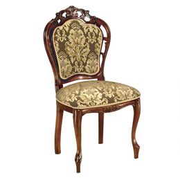 Pharao24.de Barockstil Stuhl in Nussbaumfarben Beige Gold