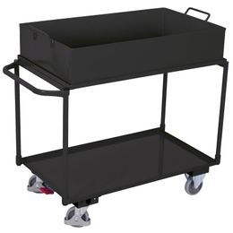VARIOfit Tischwagen mit 2 Etagen und abnehmbarer Stahlblechwanne + EasySTOP - Anthrazitgrau