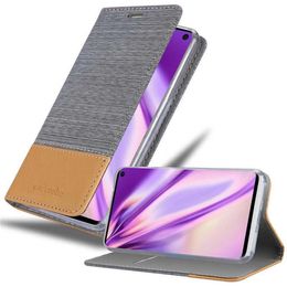 Cadorabo Jeans Optik (Samsung Galaxy S10), Smartphone Hülle, Grau, Braun