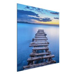 Bilderwelten Alu-Dibond Outdoor Bild Steg ins ruhige Meer