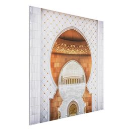 Bilderwelten Alu Dibond Outdoor Bild Spirituell gold Orientalisch wetterfest - Tor der Moschee - Skylines Wohnzimmer Schlafzimmer