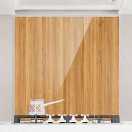 Bilderwelten Glas Spritzschutz modern einzigartig Glasr&uuml;ckwand Fliesenoptik - Mosaikfliese Holzoptik Wei&szlig;tanne - Deko K&uuml;chenr&uuml;ckwand aus Glas