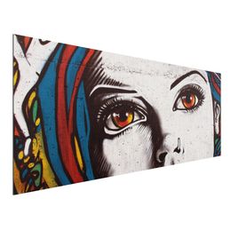 Bilderwelten Alu Dibond Outdoor Bild Portrait beige modern wetterfest - Punk Graffiti - Deko Wohnzimmer Schlafzimmer