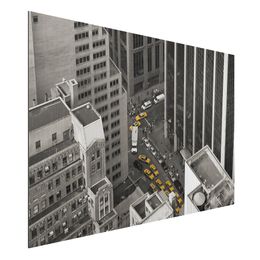 Bilderwelten Alu Dibond Outdoor Bild Stadt schwarz weiss modern wetterfest - NYC 5pm - Amerika Wohnzimmer Schlafzimmer