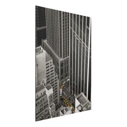 Bilderwelten Alu Dibond Outdoor Bild Stadt schwarz weiss modern wetterfest - NYC 5pm - Amerika Wohnzimmer Schlafzimmer