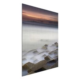 Bilderwelten Alu-Dibond Outdoor Bild Sonnenuntergang im Nebel