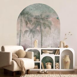 Bilderwelten Rundbogen Tapete Vintage Dschungel - Schlafzimmer Wohnzimmer - hinterm Bett - halbrund rund - selbstklebend Fototapete