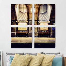 Bilderwelten Leinwandbild Stadt modern Steinoptik Leinwanddruck - Baker Street - Architektur XXL Wohnzimmer Schlafzimmer