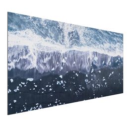 Bilderwelten Alu Dibond Outdoor Bild Strand blau Motiv wetterfest - Luftbild - J&ouml;kuls&aacute;rl&oacute;n in Island - Landschaft Wohnzimmer Schlafzimmer