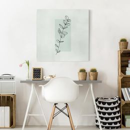 Bilderwelten Leinwandbild - Quadrat Zweig Geometrie Viereck Line Art