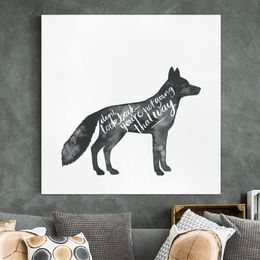 Bilderwelten Leinwandbild Tiere Illustration Aquarell weiss - Tiere mit Weisheit - Fuchs - Spr&uuml;che XXL Wohnzimmer Schlafzimmer