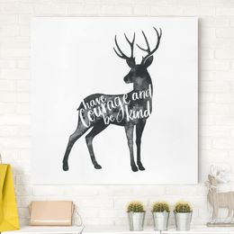 Bilderwelten Leinwandbild Tiere Illustration Aquarell weiss - Tiere mit Weisheit - Hirsch - Hirsch XXL Wohnzimmer Schlafzimmer
