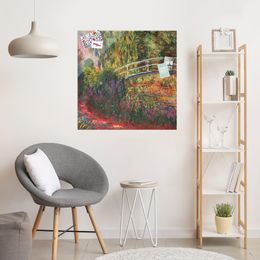 Glasbild Claude Monet - Japanische Br&uuml;cke im Garten von Giverny
