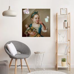 Bilderwelten Glasbild originell modern einzigartig Glas Wandbild - Jean Etienne Liotard - M&auml;dchen mit Puppe - Deko Wohnzimmer Schlafzimmer