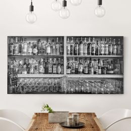 Bilderwelten Leinwandbild - Querformat Bar Schwarz Wei&szlig;