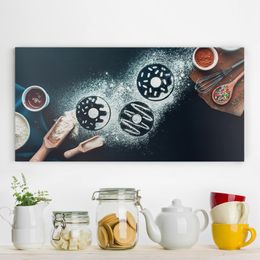 Bilderwelten Leinwandbild - Querformat Backrezept Donuts