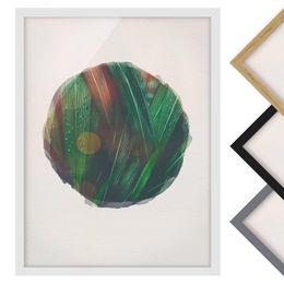 Bilderwelten Bild mit Rahmen - Hochformat Wasserfarben - Gr&uuml;ne Palmenbl&auml;tter