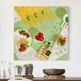 Bilderwelten Leinwandbild Kulinarisch modern Kunstdruck Leinwanddruck - Geometrie in der K&uuml;che - Gem&uuml;se XXL K&uuml;che